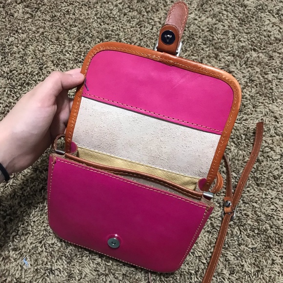 Vera Pelle | Bags | Vera Bella Pink Brown Genuine Italian Leather Bag ...